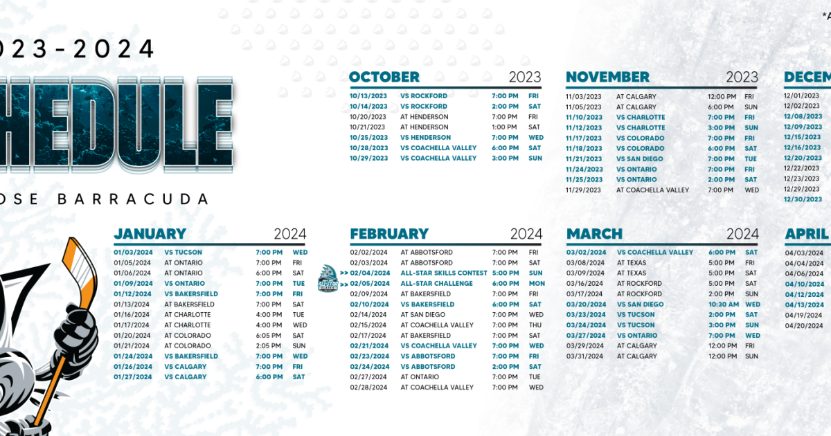 San Jose Barracuda | Barracuda Announce 2023-24 Regular Season…